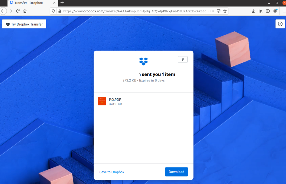 Phishing email scam spoofs Dropbox & Office 365; uses new P.O. to deliver attack